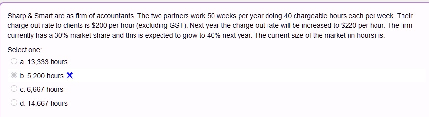Sharp Smart are as firm of accountants. The two partners work 50 weeks ...