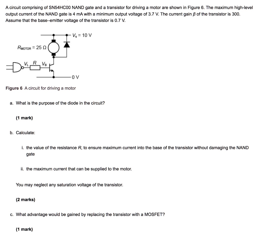 SOLVED: A circuit comprising of SN54HC00 NAND gate and a transistor for ...