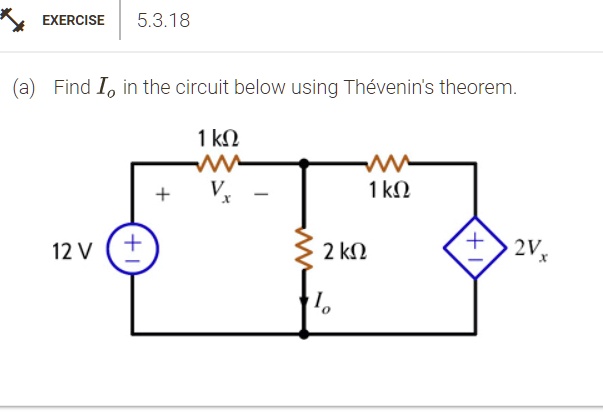 SOLVED: Texts: EXERCISE 5.3.18 (a) Find I in the circuit below using ...