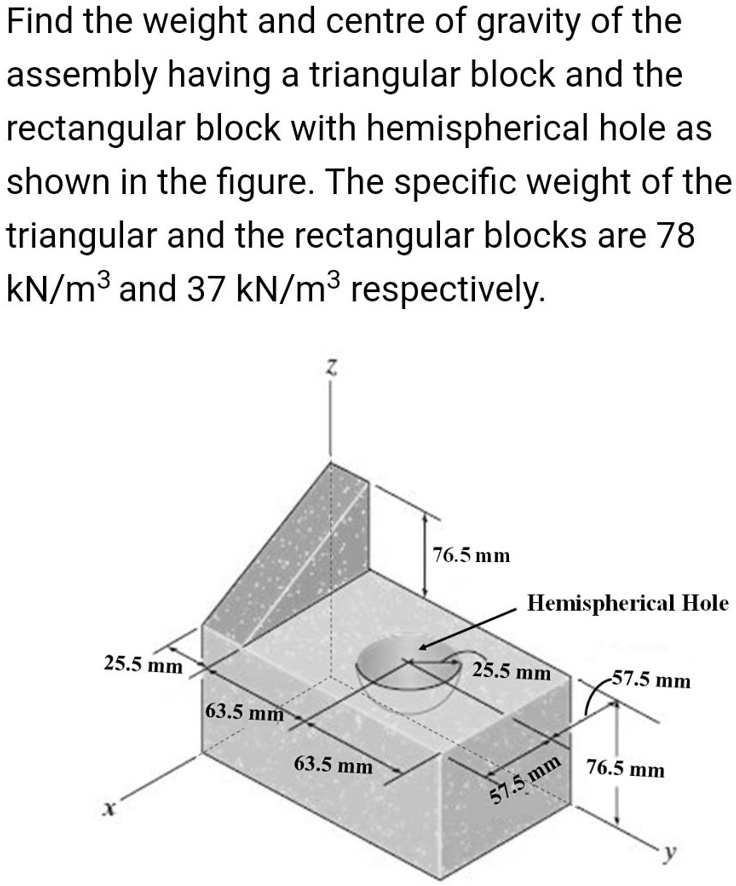 SOLVED: Find the weight and centre of gravity of the assembly having a triangular block and the ...