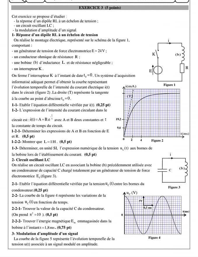 EXERCICE 3 ( 5 points) Cet exercice se propose d'étudier