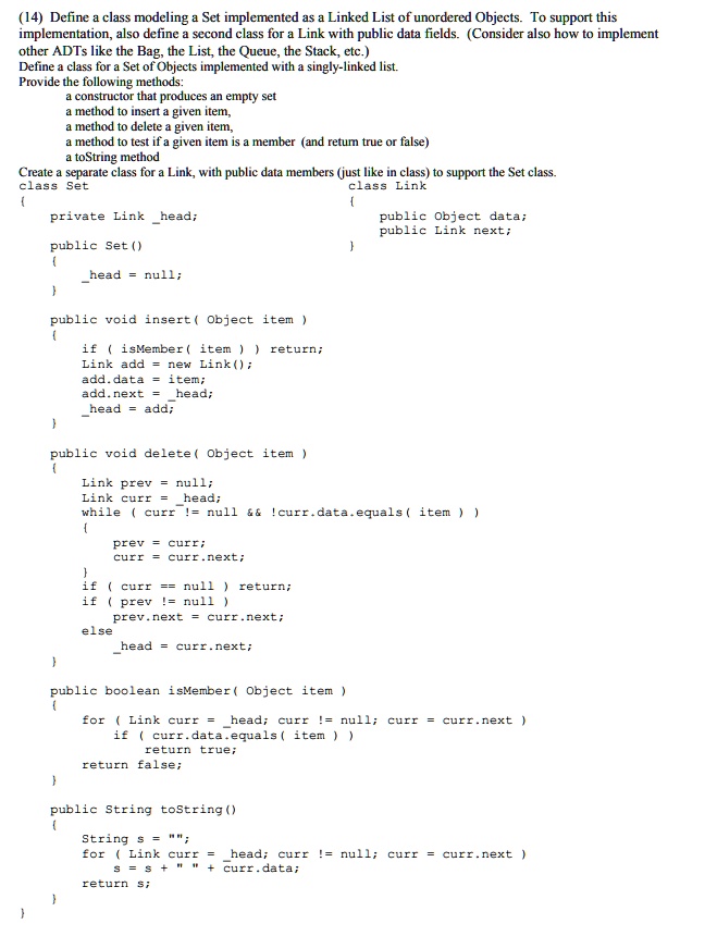 Solved 5 Define A Class Modeling A List Of Objects Implemented As A Singly Linked List With 6419