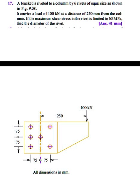 SOLVED: A bracket is riveted to a column by 6 rivets of equal size as ...