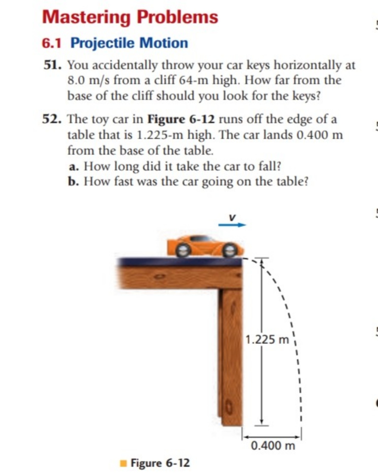 mastering problems 61 projectile motion 51 you accidentally throw your ...
