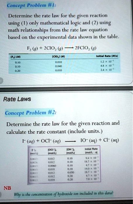 SOLVED:Concept Problem #I: Determine the rate law for the given ...