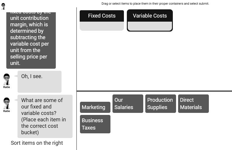 the question asks to sort the items displayed on the bottom right and ...