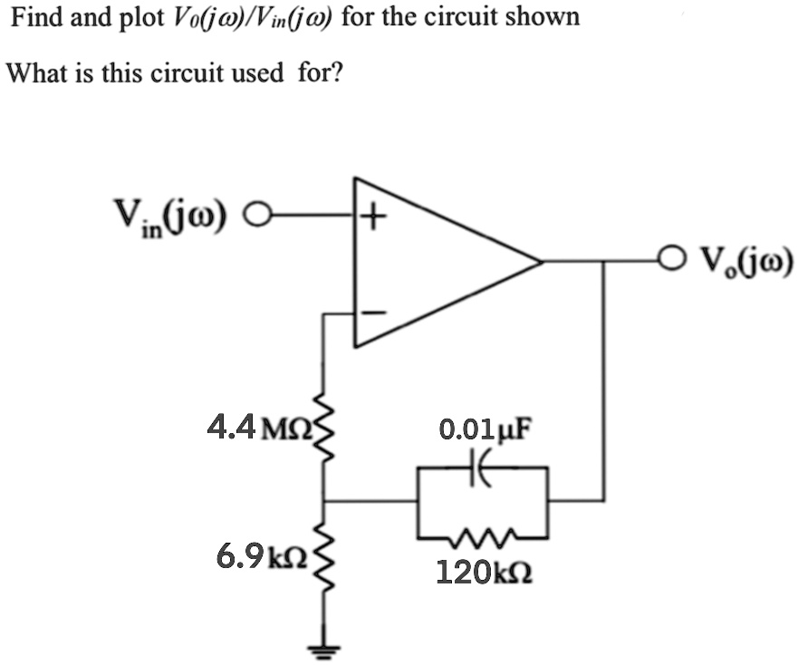 SOLVED: Find and plot V0(jÏ‰)/Vin(jÏ‰) for the circuit shown. What is this circuit used for ...