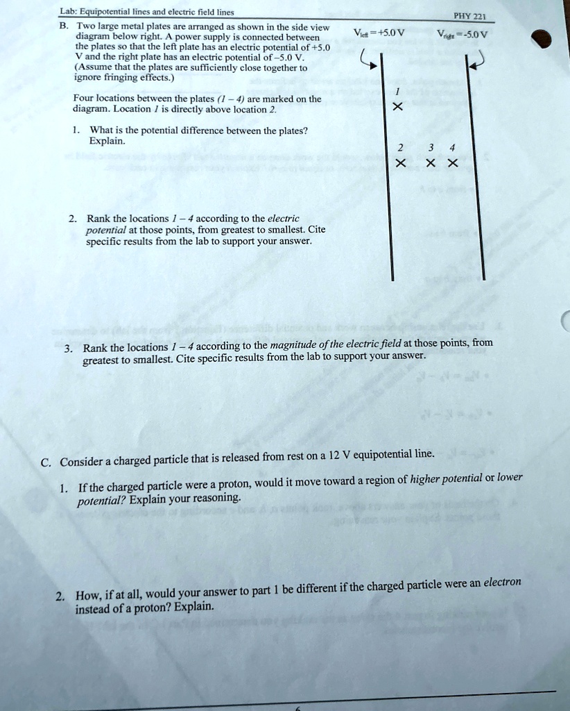 lab equipotential lines and electric field lines b two large metal ...