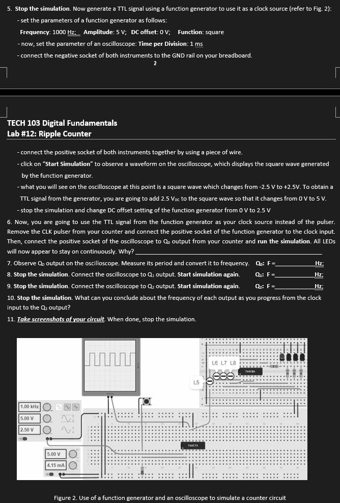 stop the simulation now generate ttl signal using function generator to ...