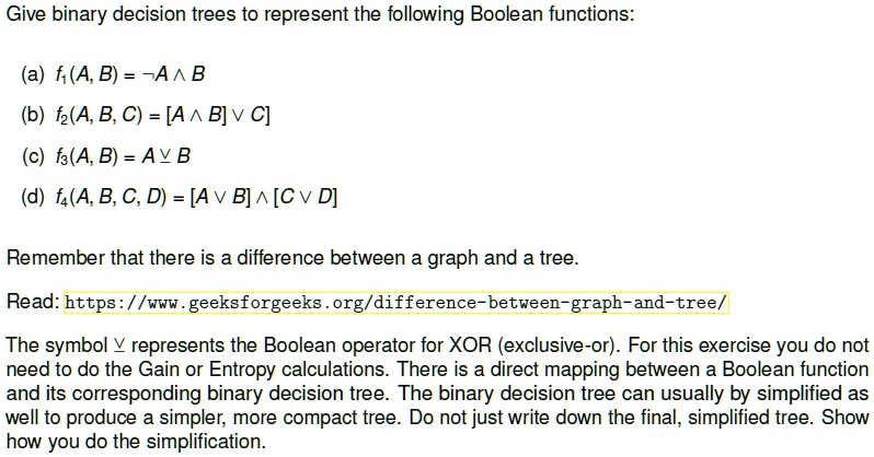 Solved Give Binary Decision Trees To Represent The Following Boolean