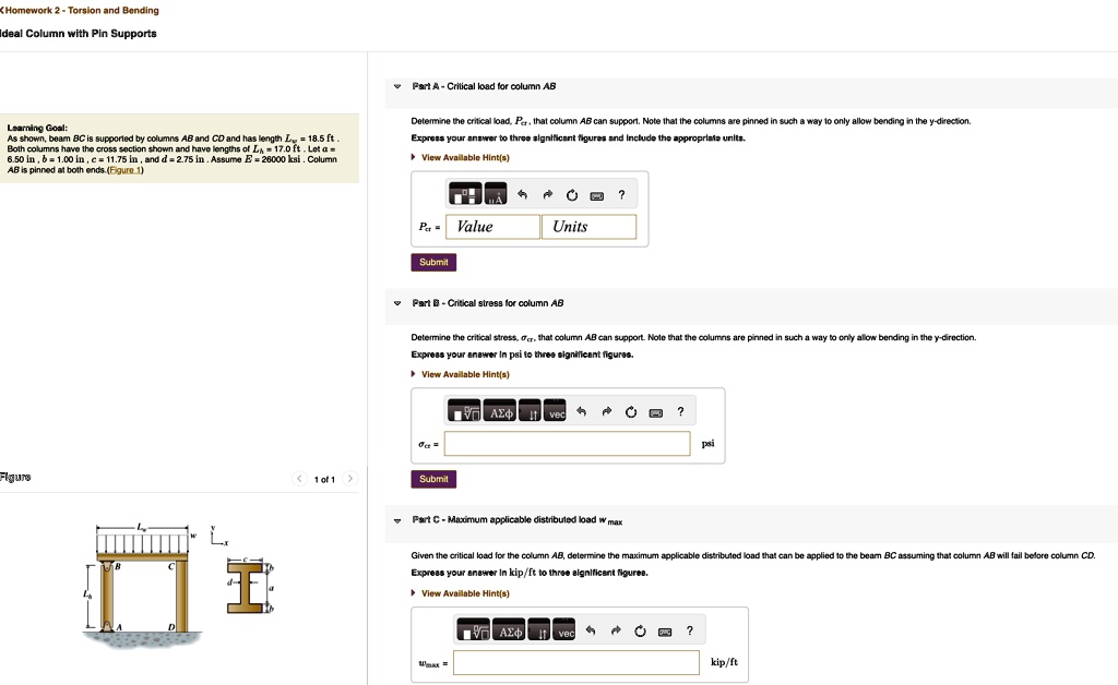 SOLVED: Texts: Homework 2 - Torsion and Bending of a Column with Pin ...