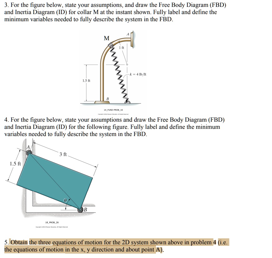 3. For the figure below, state your assumptions, and draw the Free Body Diagram (FBD) and ...