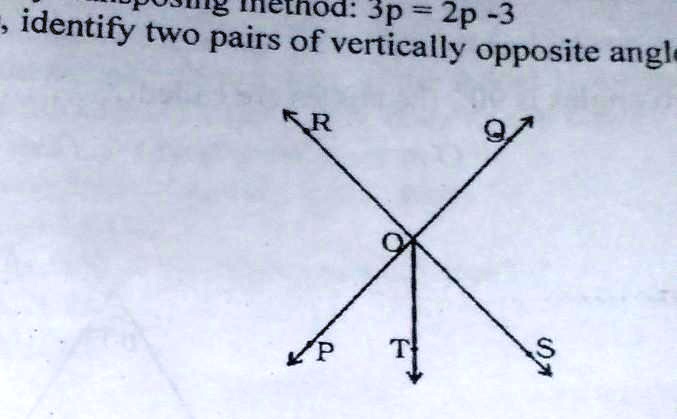 SOLVED: 'in the given figure, identify two pairs of vertically opposite angles'