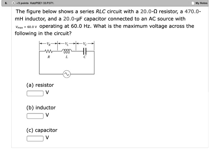 SOLVED: The figure below shows a series RLC circuit with a 20.0-Î ...