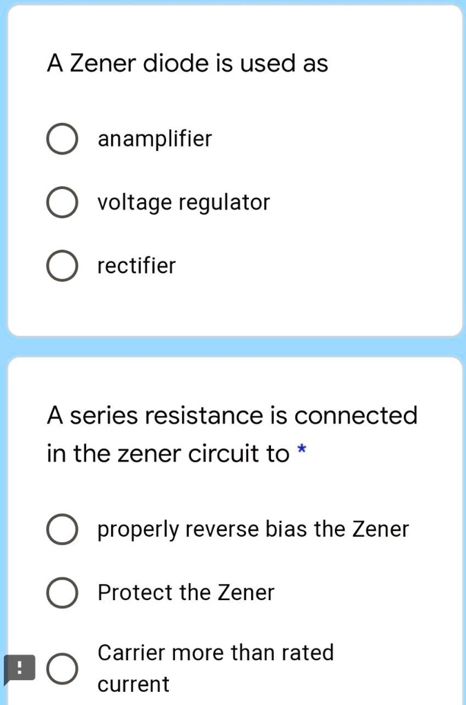 SOLVED: A Zener diode is used as an amplifier voltage regulator ...