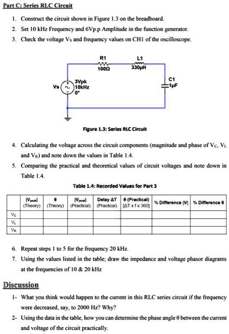 SOLVED: Text: I need all the values in table 1.4 and after that fill the table. Part C: Series ...