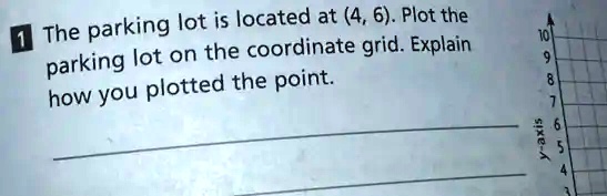 SOLVED: The parking lot is located at (4, 6) Plot the parking lot on ...