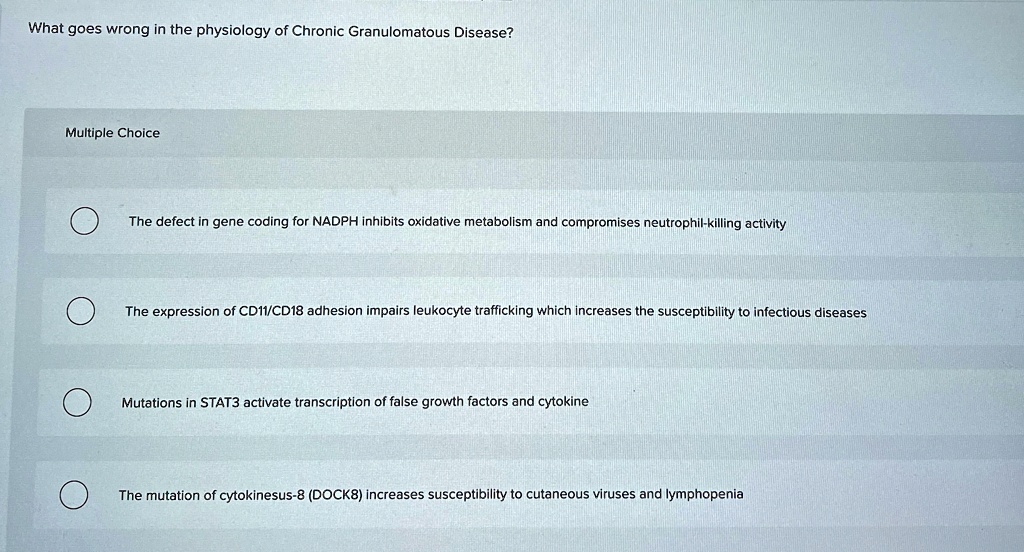 what goes wrong in the physiology of chronic granulomatous disease ...