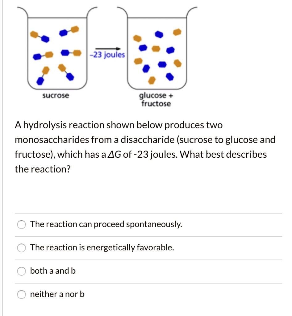 Solved 23 Joules Sucrose Glucose And Fructose The Hydrolysis Reaction Shown Below Produces Two
