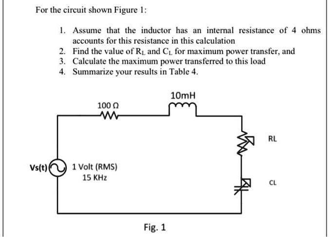 SOLVED: For the circuit shown in Figure 1: 1. Assume that the inductor has an internal ...