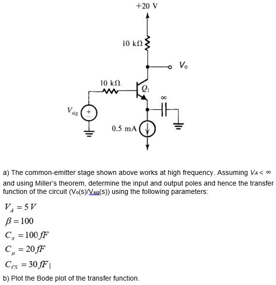 a) The common-emitter stage shown above works at high frequency ...