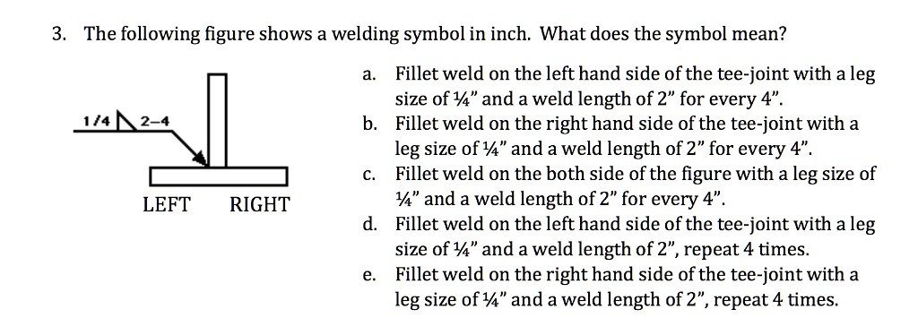 3. The following figure shows a welding symbol in inch. What does the ...
