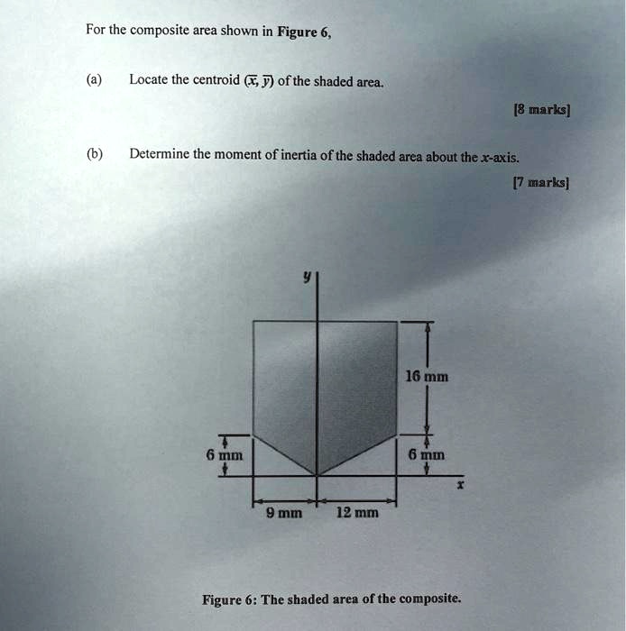 for the composite area shown in figure 6 a locate the centroid y of the shaded area 8marks b ...