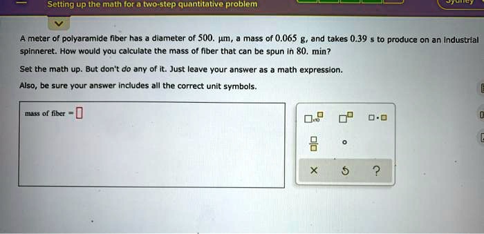 SOLVED: Setting Up the Math for Two-Step Quantitative Problem A meter ...