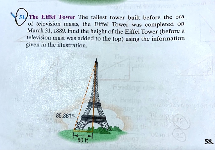 SOLVED: The Eiffel Tower, the tallest tower built before the era of ...