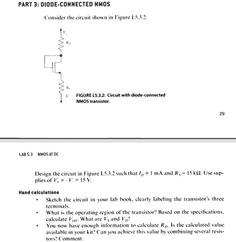 Part 3 Diode Connected Nmos Consider The Circuit Shown In Figure L5 3