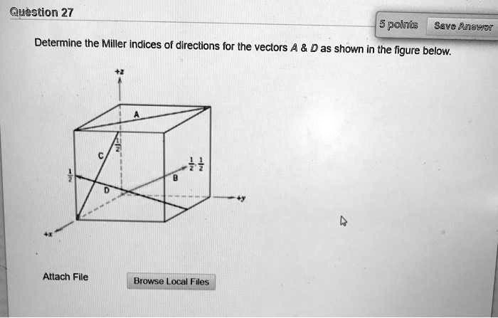 SOLVED: Determine the Miller indices of directions for the vectors A ...