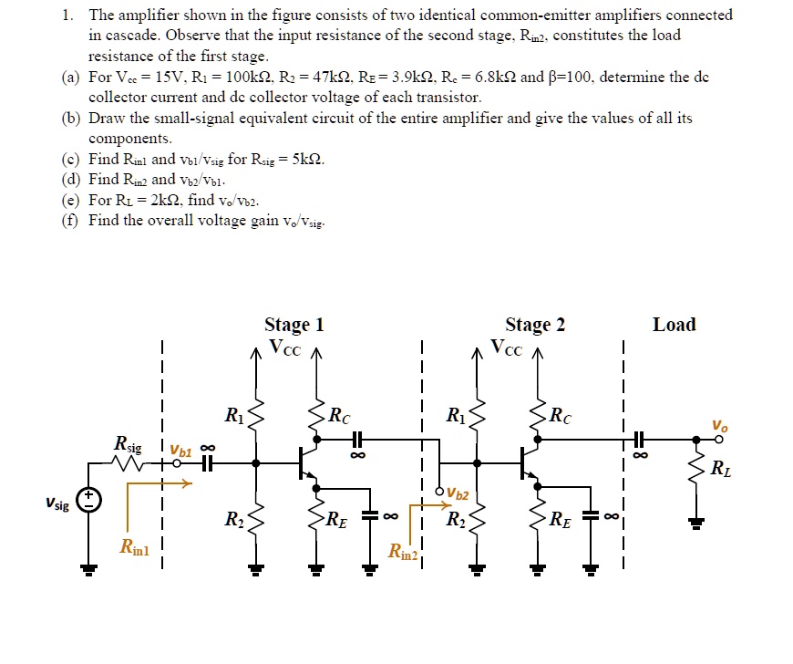 1. The amplifier shown in the figure consists of two identical common ...