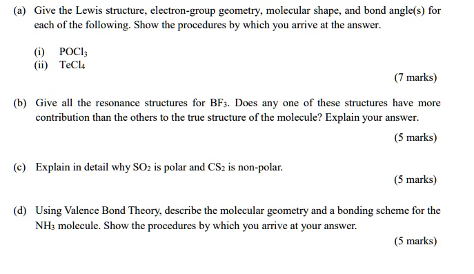 SOLVED: Give the Lewis structure, electron-group geometry, molecular ...