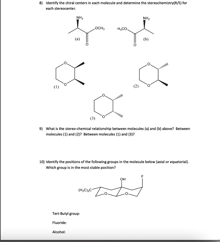 SOLVED: Identify the chiral centers in each molecule and determine the ...