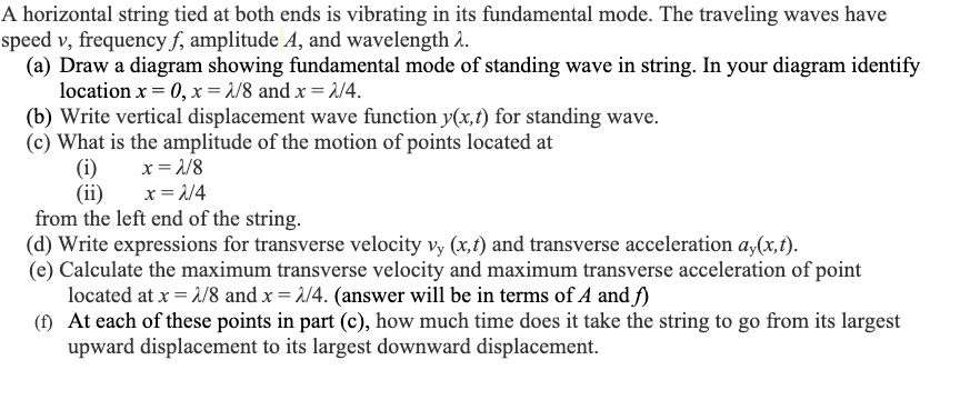 A horizontal string tied at both ends is vibrating in its fundamental ...