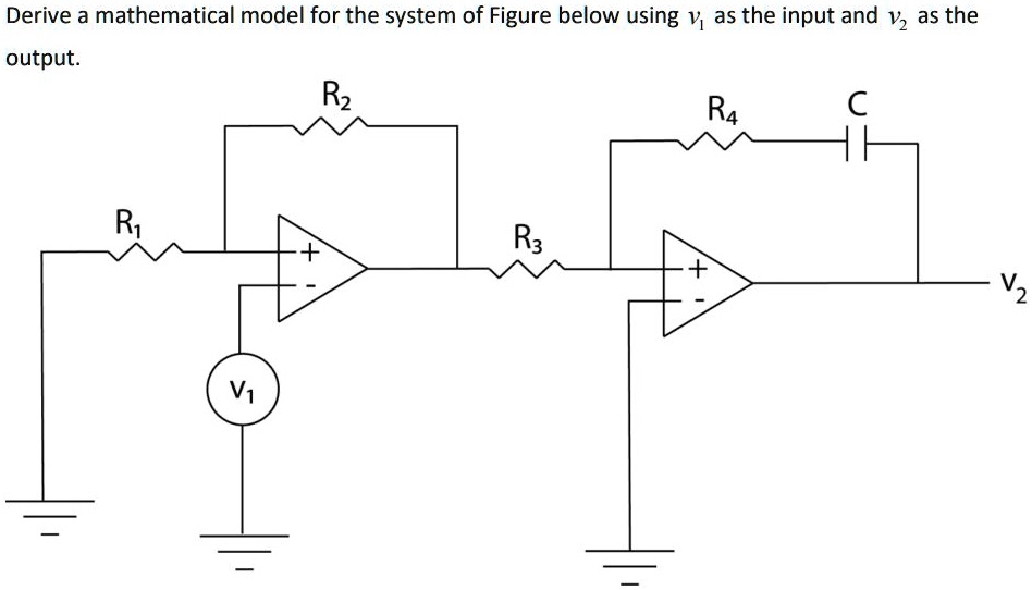 Derive a mathematical model for the system of Figure below using v1 as the input and v2 as the ...