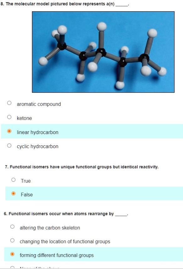 the molecular model pictured below represents an aromatic compound ...