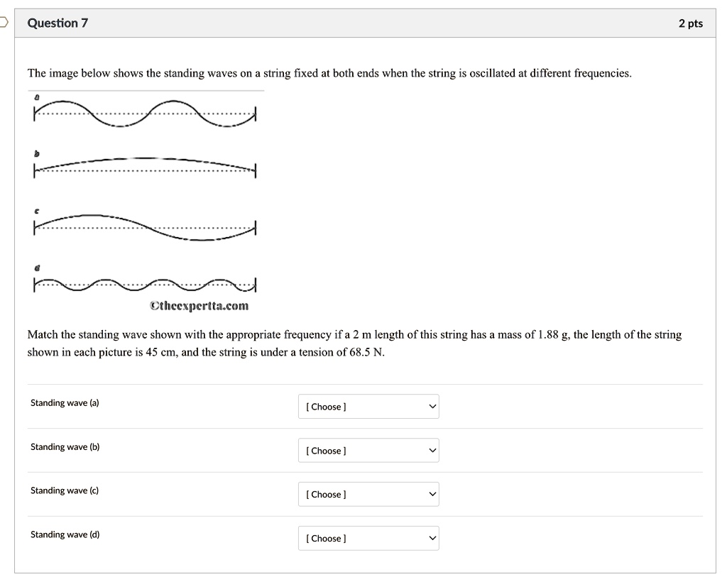 SOLVED: The image below shows the standing waves on a string fixed at ...