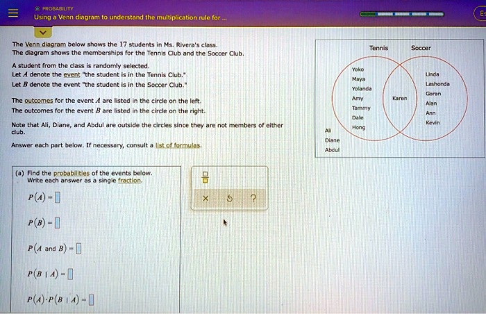 PROBABILITY Using a Venn diagram to understand the multiplication rule ...