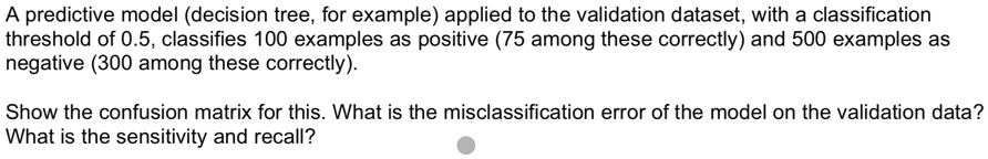 SOLVED: A predictive model(decision tree,for example applied to the validation dataset.with a ...