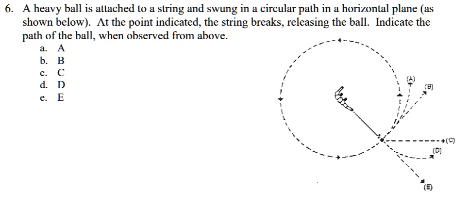 6 heavy ball is attached to a string and swung in a circular path in a ...