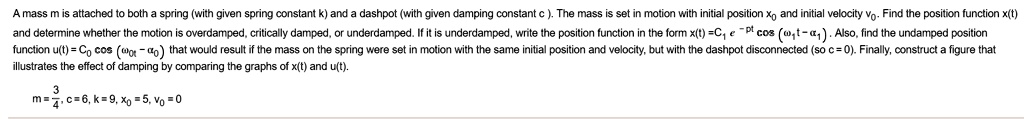 SOLVED: Amass is attached to both a spring (with a given spring ...