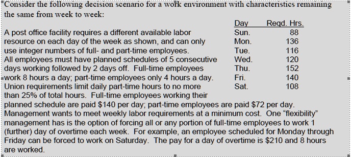 SOLVED: Provide a linear algebraic formulation (model) for this ...