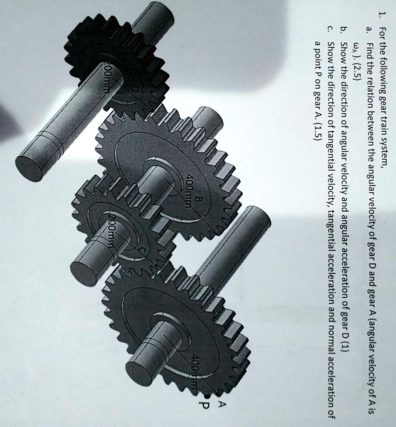 SOLVED: b. WA).(2.5 1. A point P on gear A. 1.5 For the following gear ...