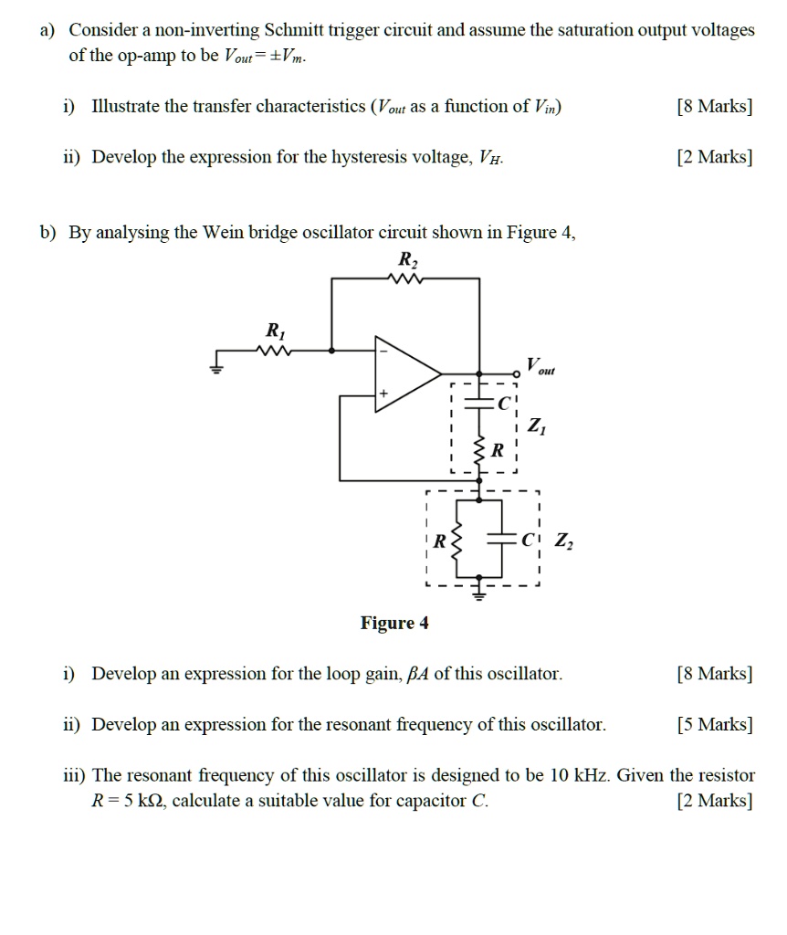 Consider a non-inverting Schmitt trigger circuit and assume the saturation output voltages of ...