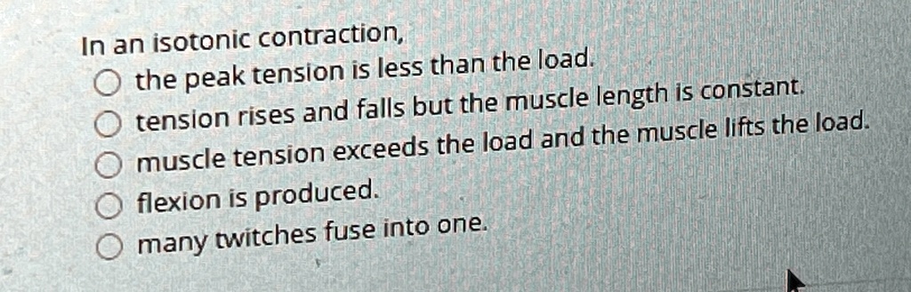 In an isotonic contraction, the peak tension is less than the load ...