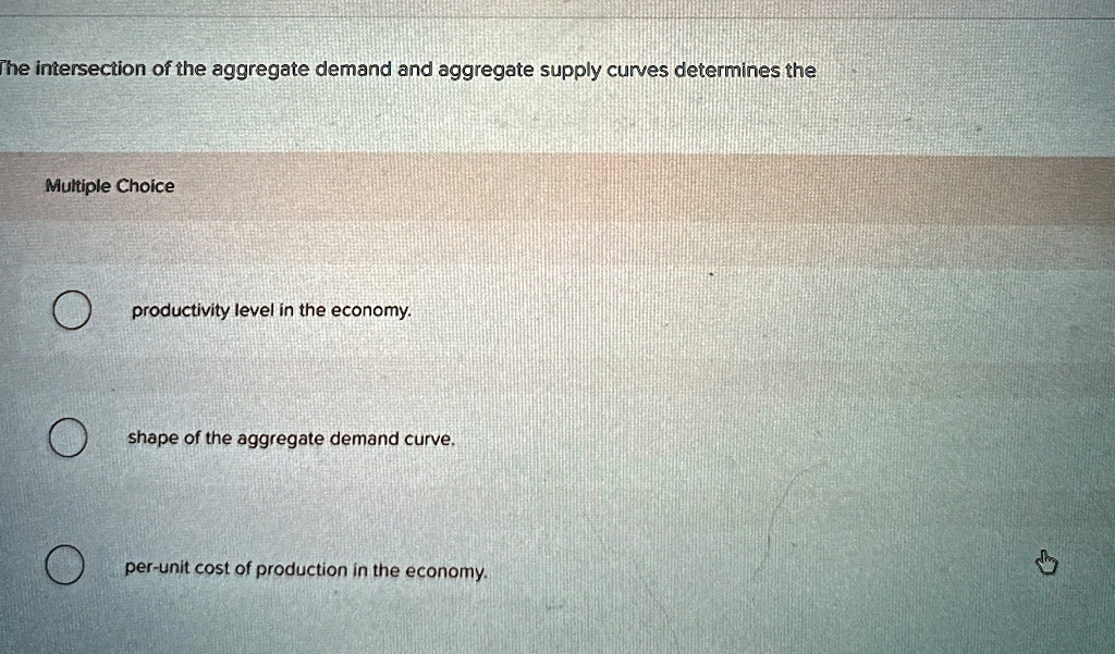 the intersection of the aggregate demand and aggregate supply curves determines the multiple ...