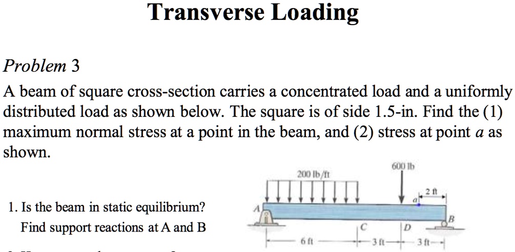 Transverse Loading Problem 3 A beam of square cross-section carries a ...