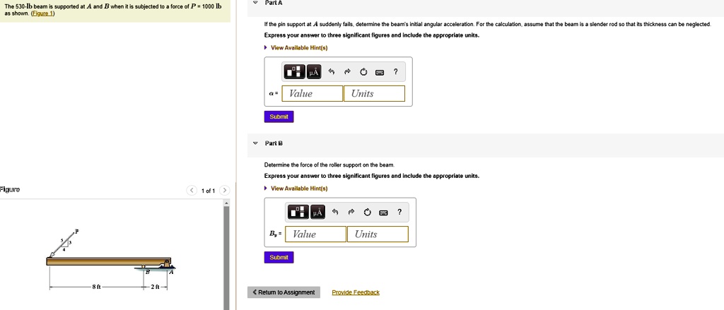 SOLVED: The 530-Ib beam is supported at A and B when it is subjected to ...