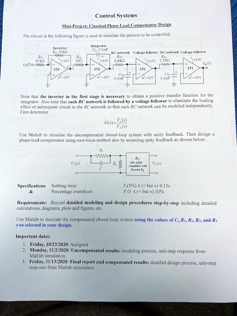 please show all work calculations diagrams plots and figures control ...